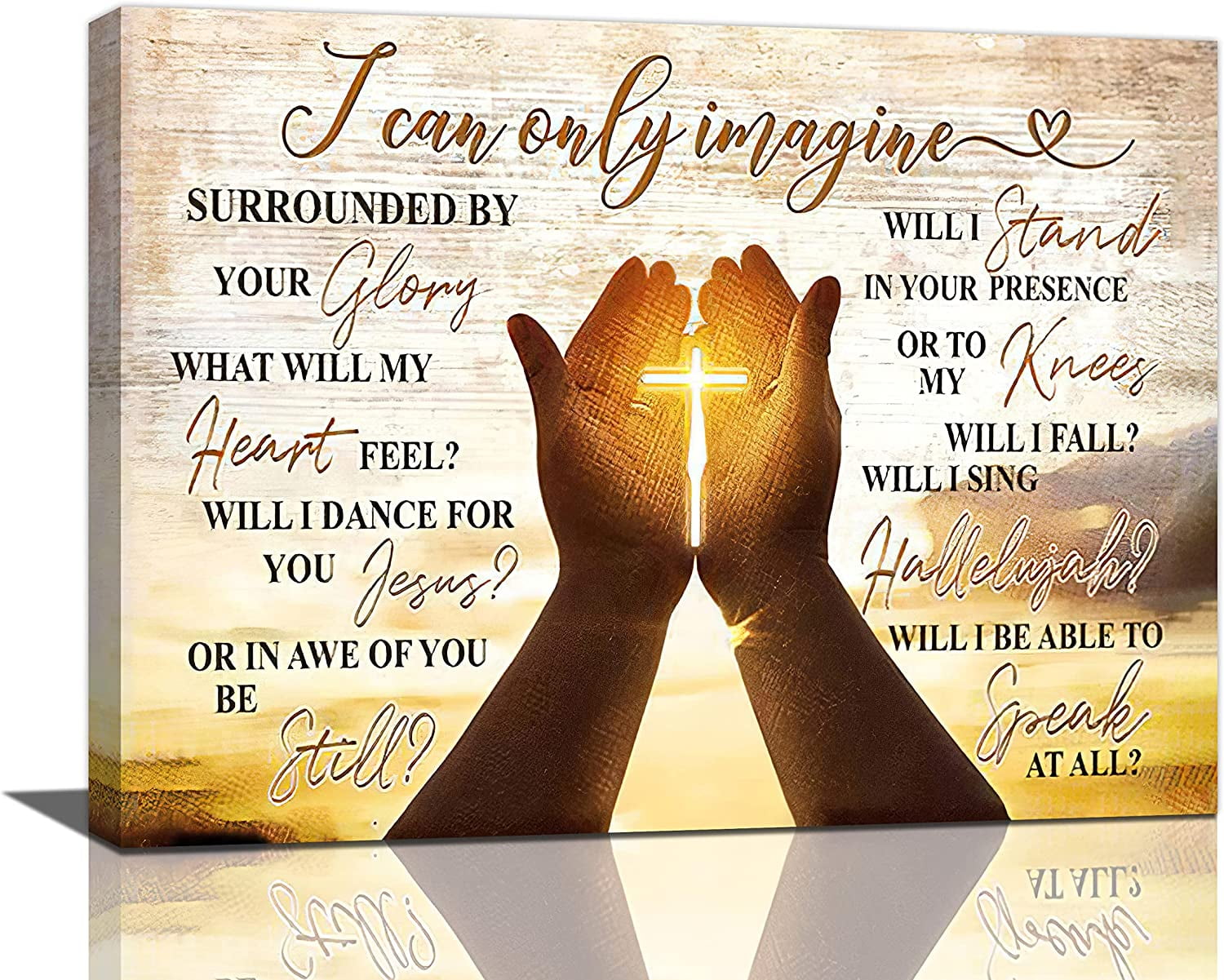 Christian Cross In Hands Wall Art Rustic I Can Only Imagine Wall Decor ...