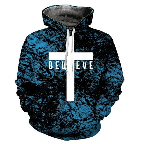 Christian Cross Jesus 3D Print Hoodie Men's Long Sleeve Hooded ...