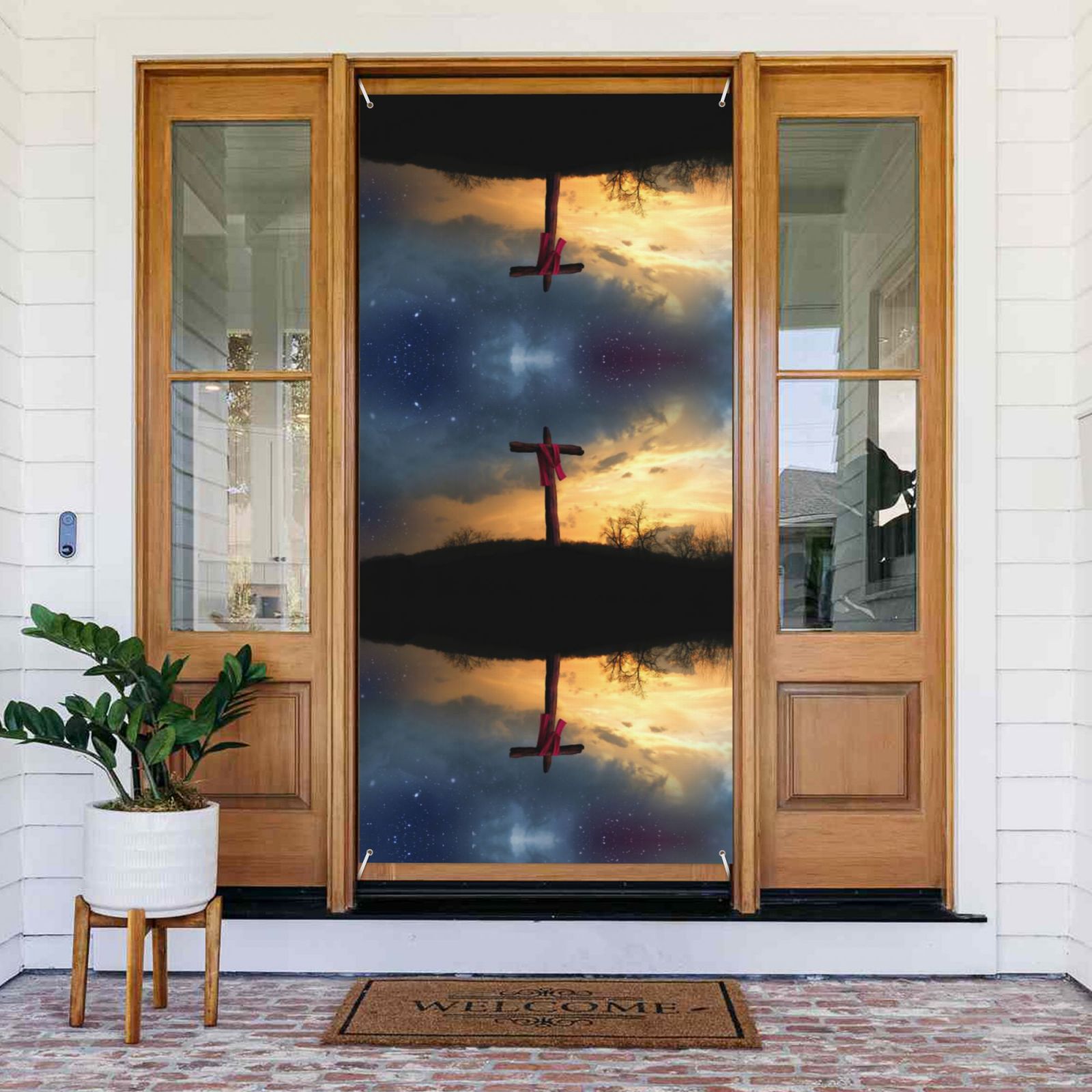 Christian Cross Jesus Door Cover Decoration Backdrop Banner Porch Sign ...