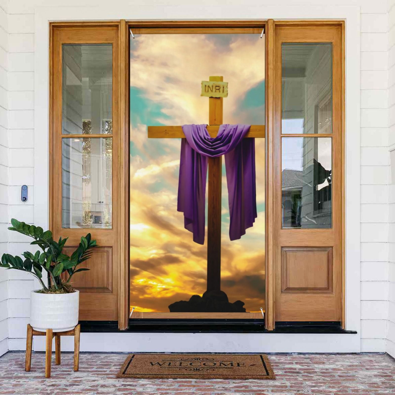 Christian Cross Jesus Door Cover Decoration Backdrop Banner Porch Sign ...