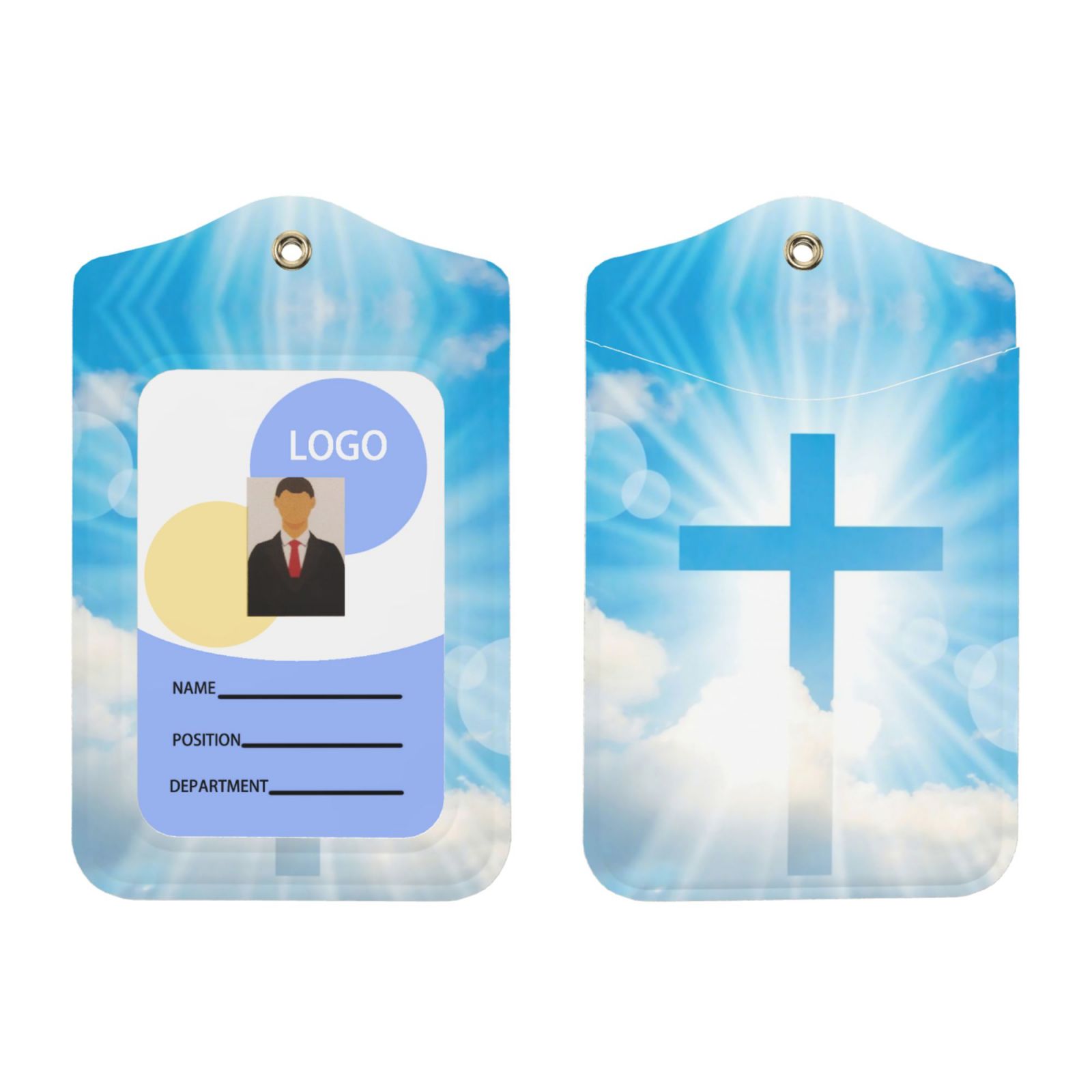 Christian Cross Jesus Id Card Badge Leather Holder Case Protector For ...