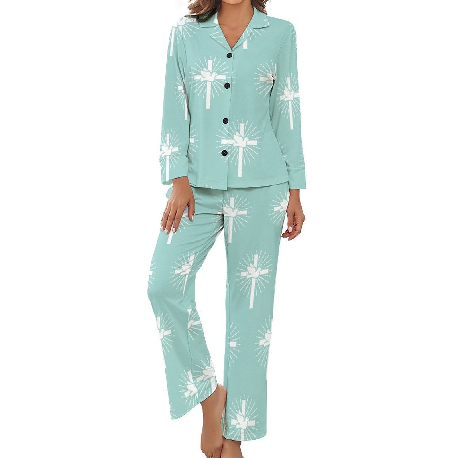 Christian Cross Jesus Womens Pyjamas Set Long Sleeve 2 Piece Fall ...
