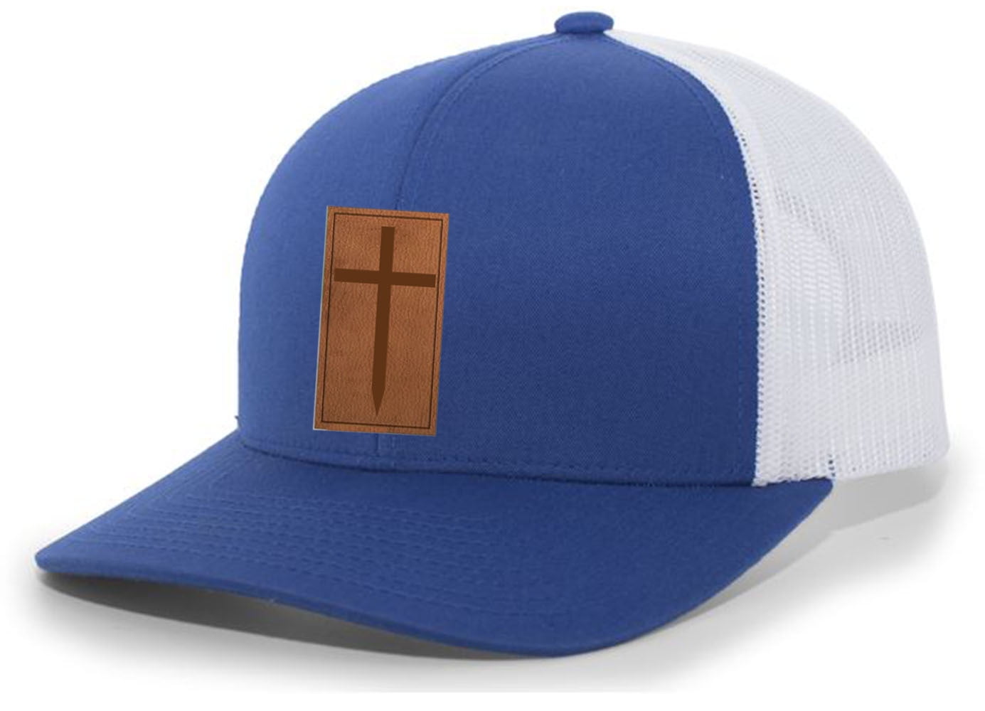 Christian Cross Leather Patch Mesh Back Trucker Hat Christian Mens ...