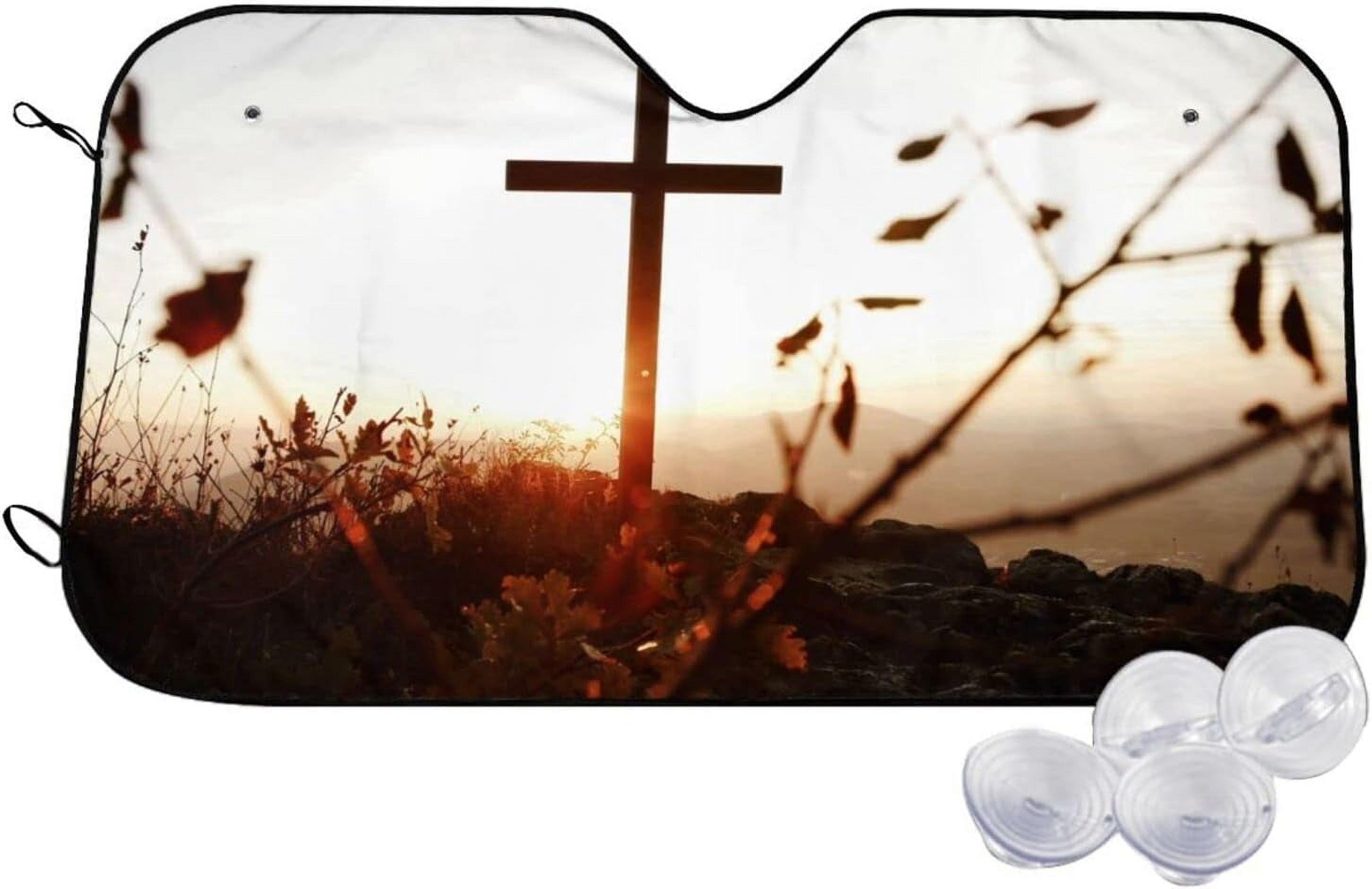 Christian Cross Pattern Sun Shade Front Window Sunshade for Most Sedans ...