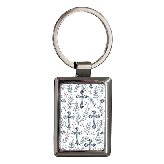 Christian Cross Pretty Background Metal Rectangle Keychain - Walmart.com