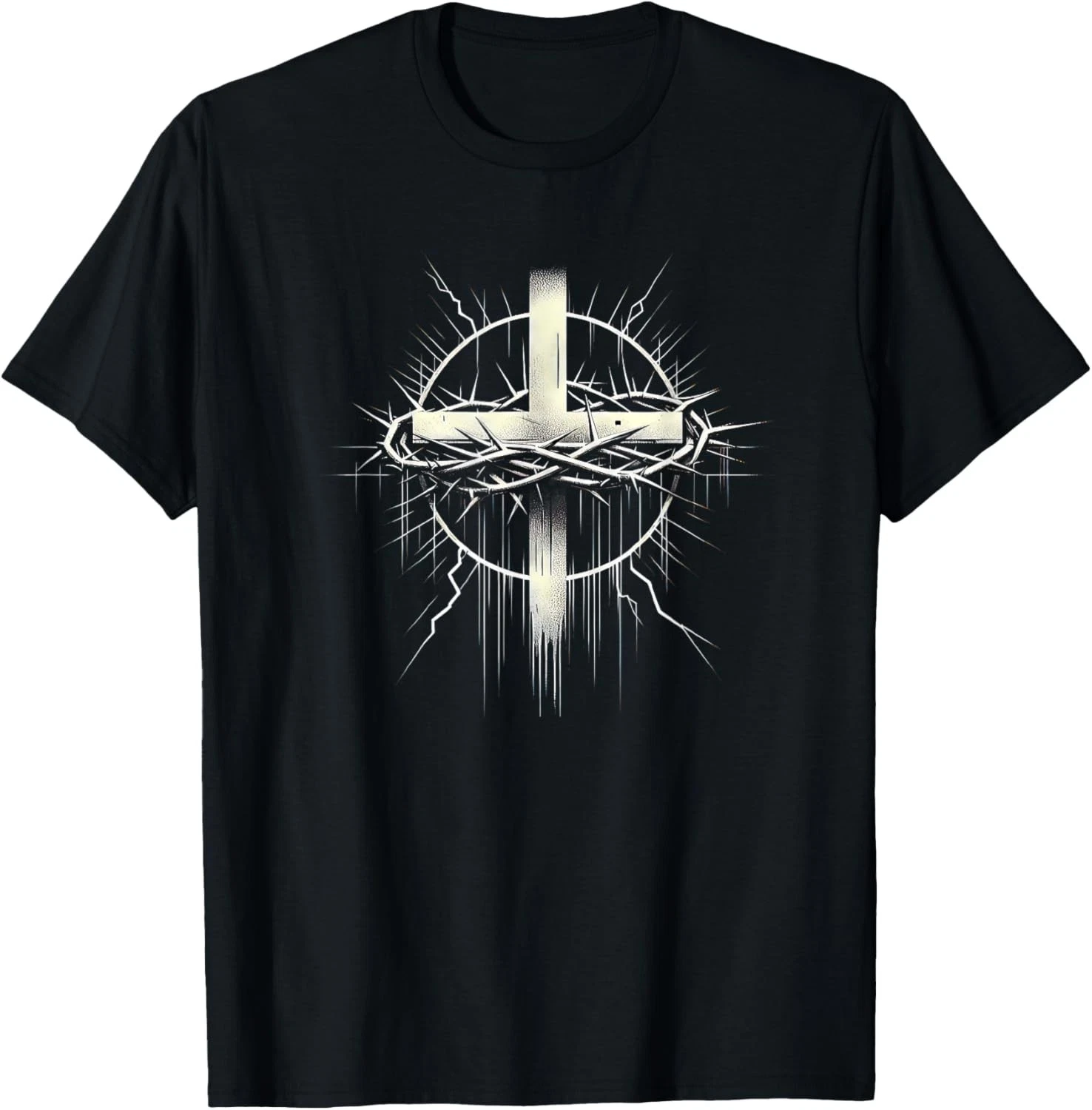 Christian Cross Punk Art Style Crown Of Thorns Faith Unisex T-Shirt up ...