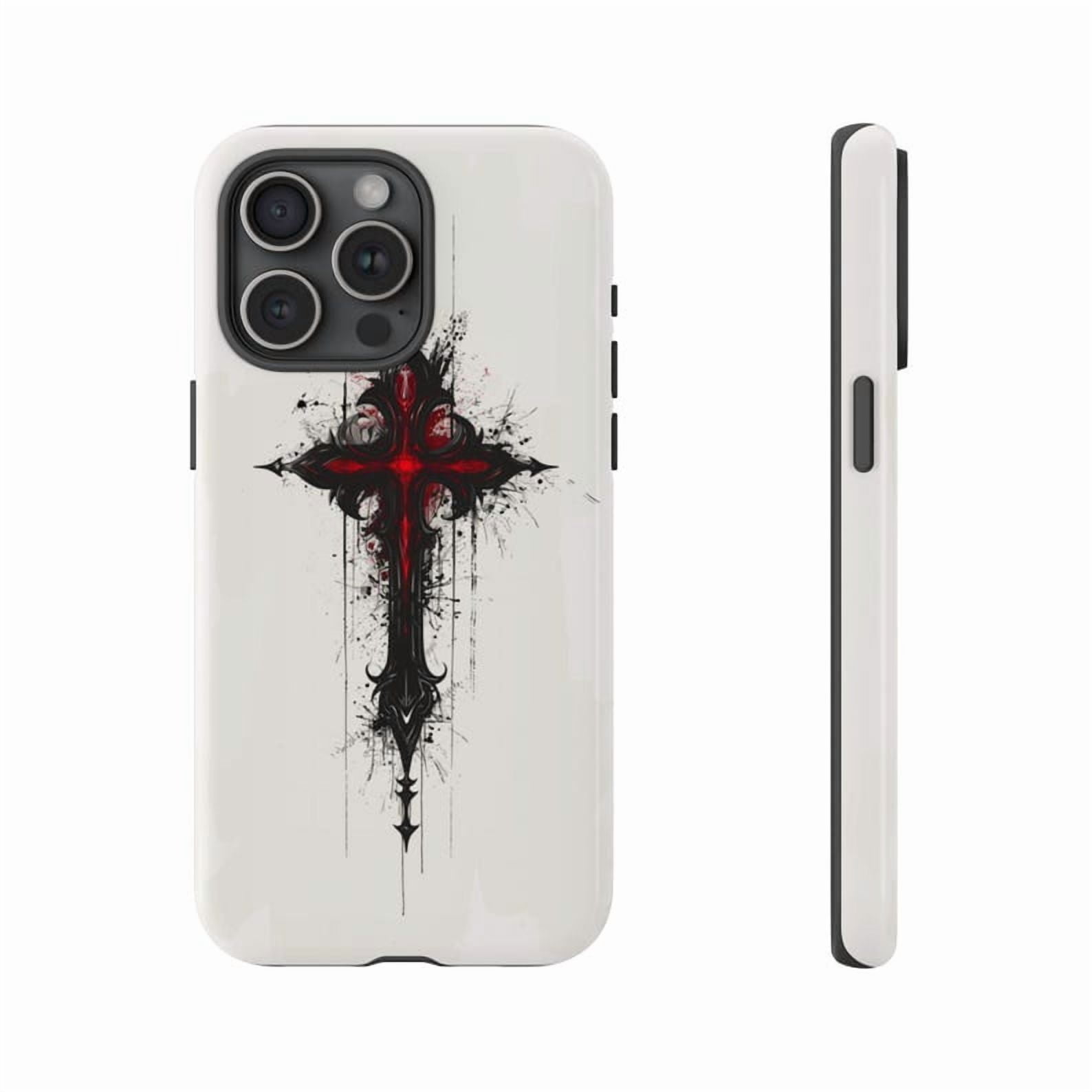 Christian Cross Red Gothic Artwork Phone Case Religious Symbol with ...