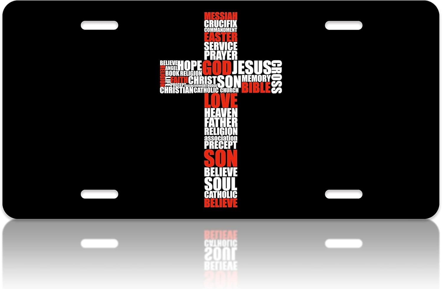 Christian Cross Religious Words Funny Car Front License Plate Jesus ...