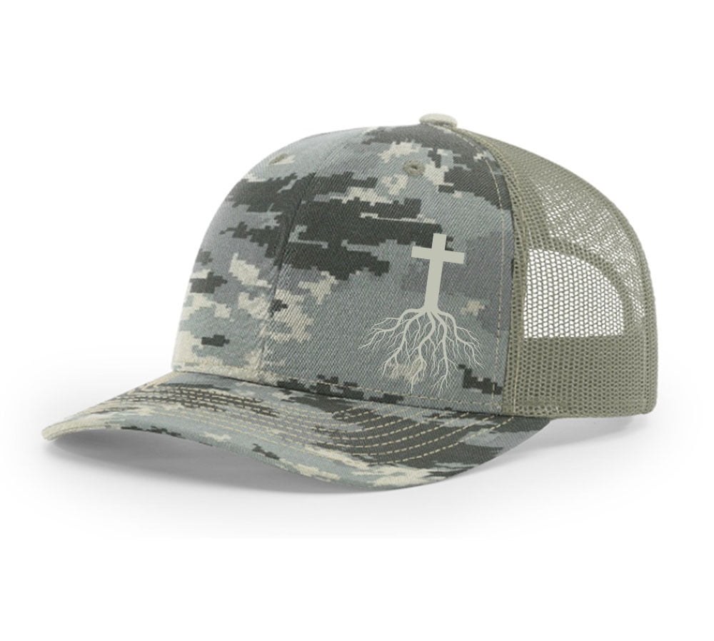 Christian Cross Roots Jesus Christ Mens Embroidered Mesh Back Trucker ...