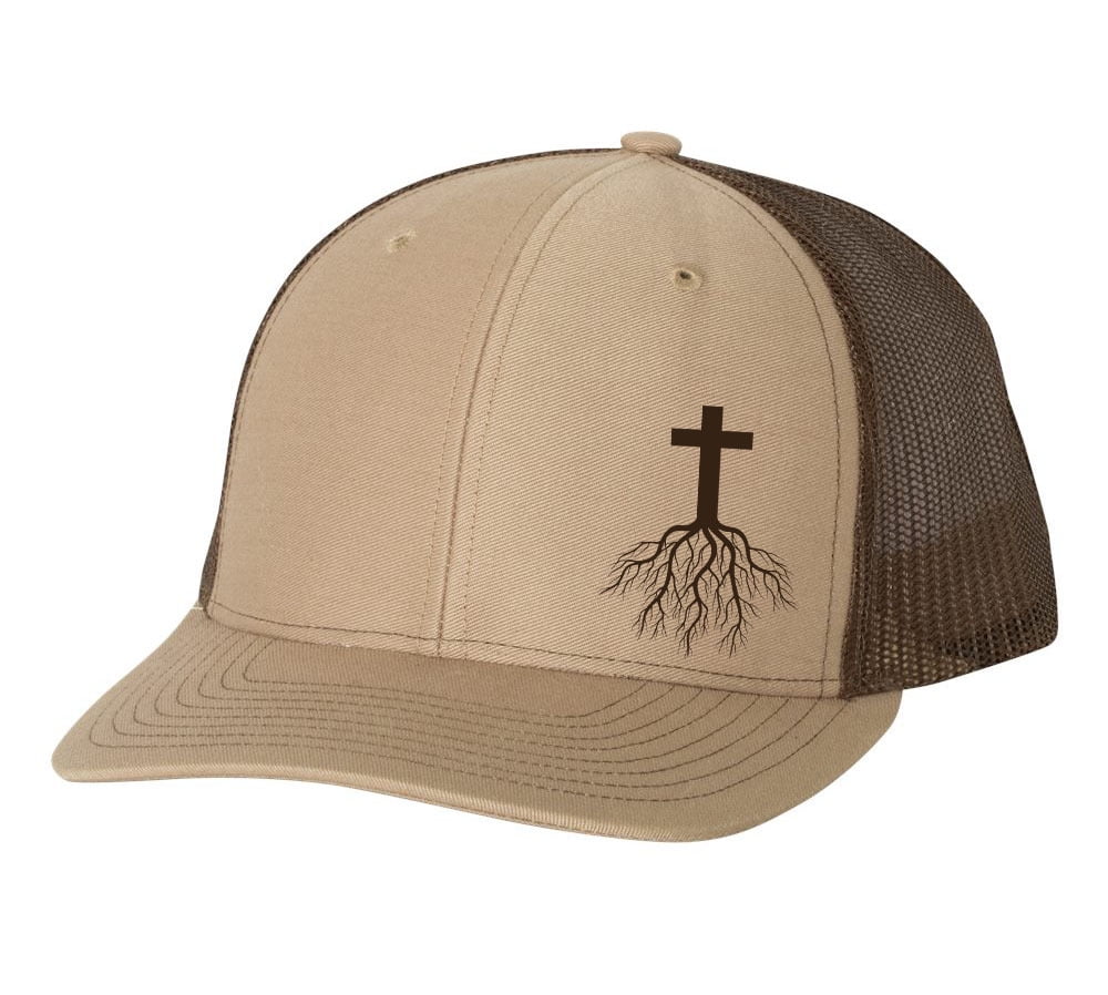Religious Christian Cross Roots Jesus Christ Cap, Embroidered Mens Mesh ...
