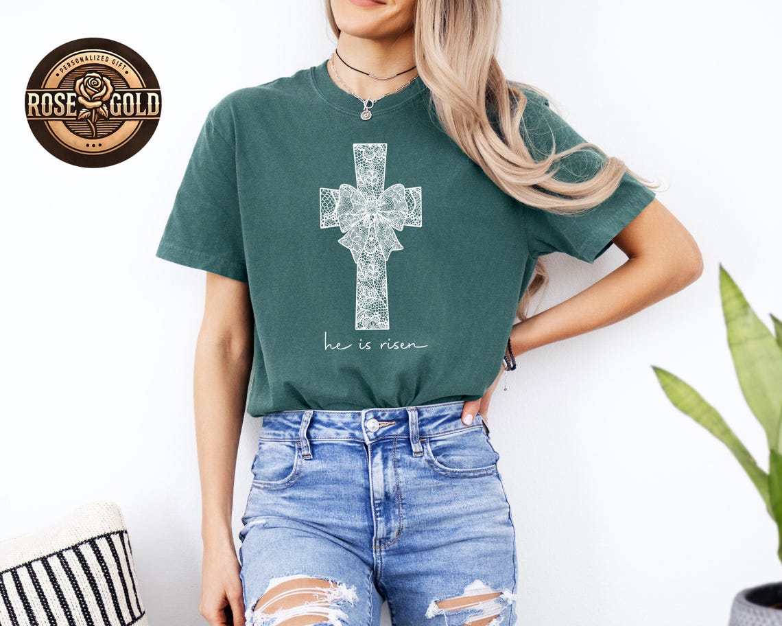 Christian Cross Shirt, Coquette Easter Shirt, Christian Woman Gift ...