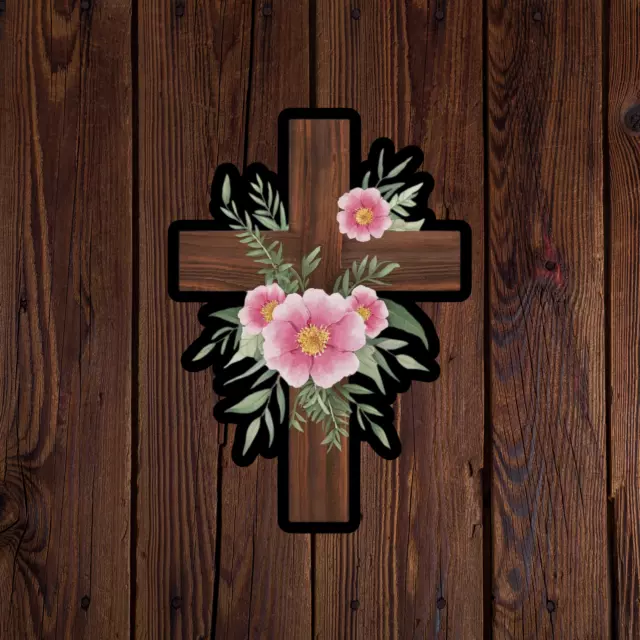 Christian Cross Sticker Jesus God Floral Boho Memorial Journal Sticker ...
