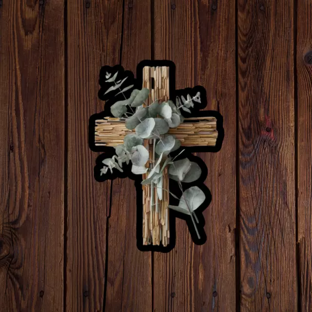 Christian Cross Sticker Jesus God Floral Boho Memorial Journal Sticker ...