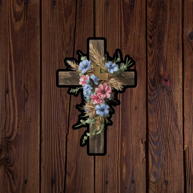 Christian Cross Sticker Jesus God Floral Boho Memorial Journal Sticker ...