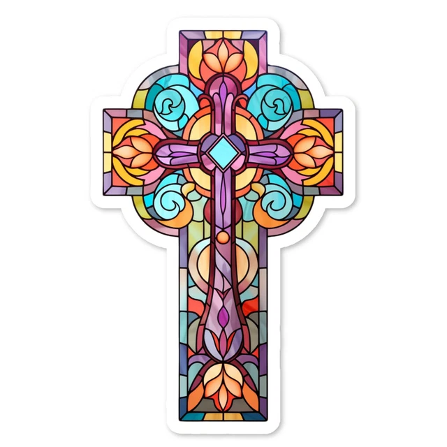 Christian Cross Sticker, Water Resistant, Laptop, Water Bottle ...