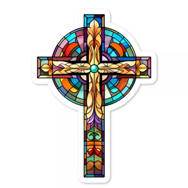 Christian Cross Sticker, Water Resistant, Laptop, Water Bottle ...