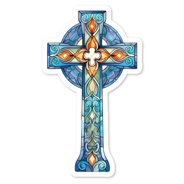 Christian Cross Sticker, Water Resistant, Laptop, Water Bottle ...