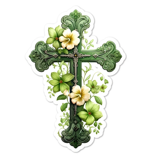 Christian Cross Sticker, Water Resistant, Laptop, Water Bottle ...