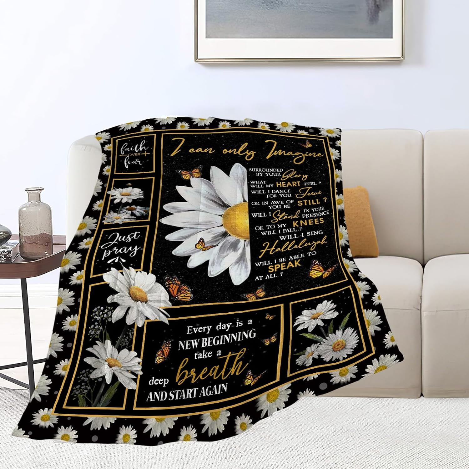 Christian Cross US American Flag Blanket Religious Decor Throw Blanket ...