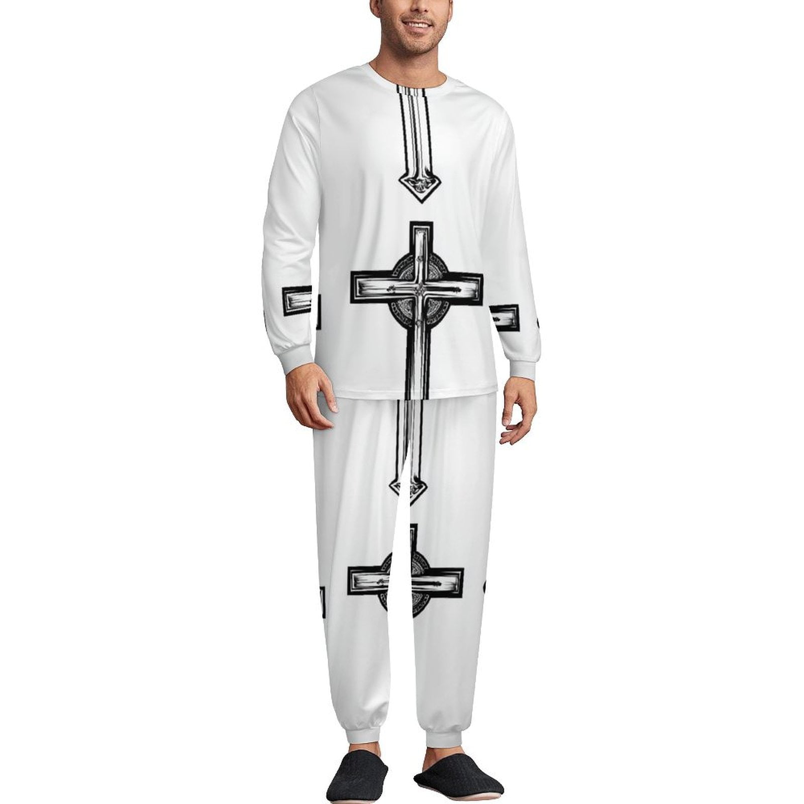 Christian Cross Vector Men's Pajama Set Sleepwear Pjs Lightweight Long ...