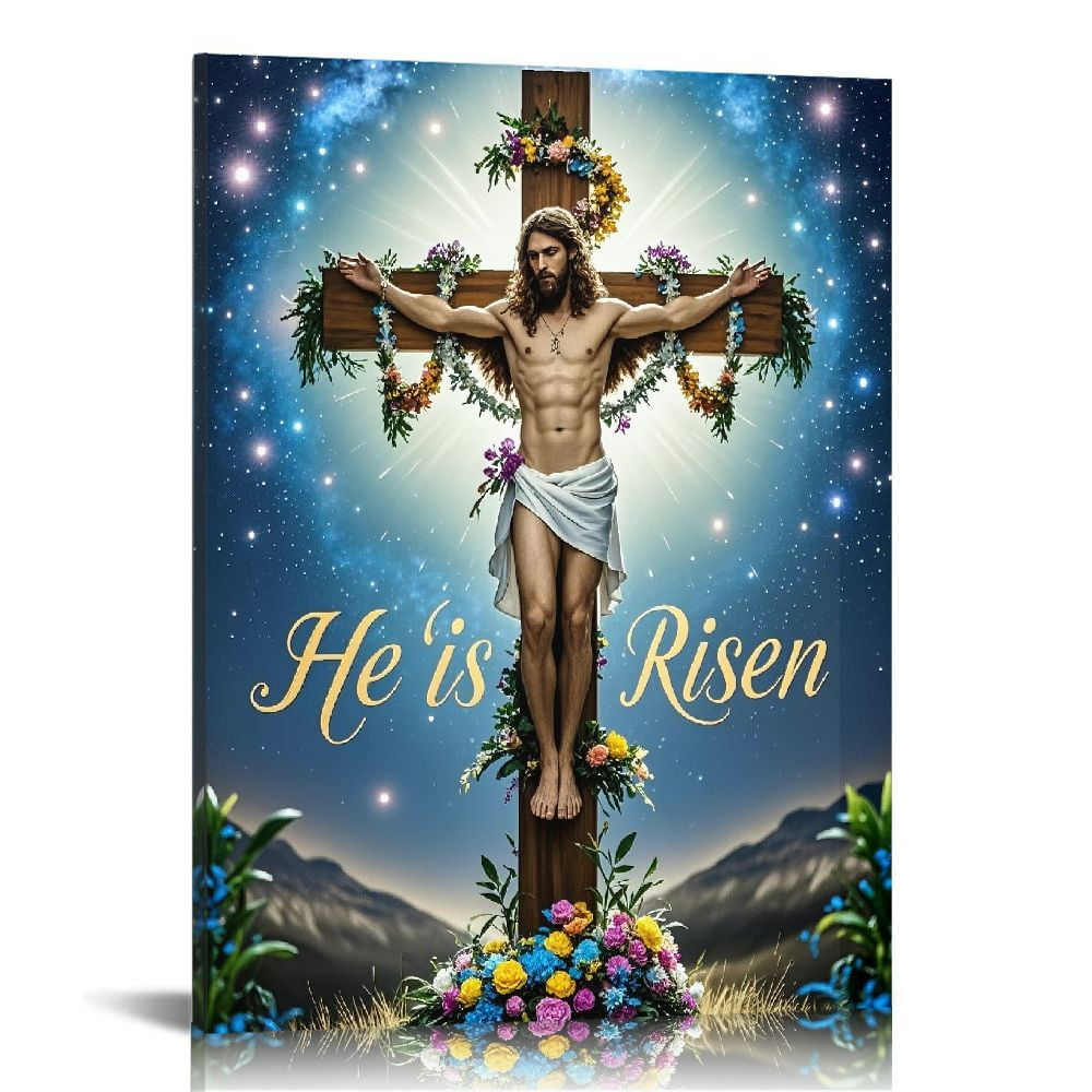 Christian Cross Wall Art Jesus Leaves the Tomb Canvas Painting ...