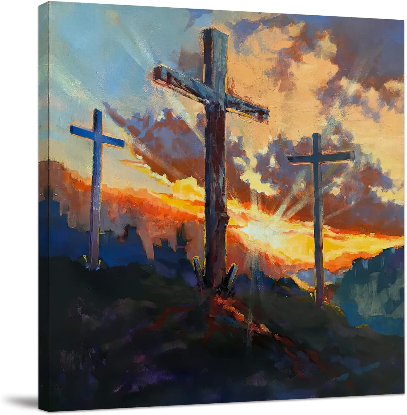 Christian Cross Wall Art, Jesus Religious Wall Art Wall Decor Christian Canvas Painting Print ...