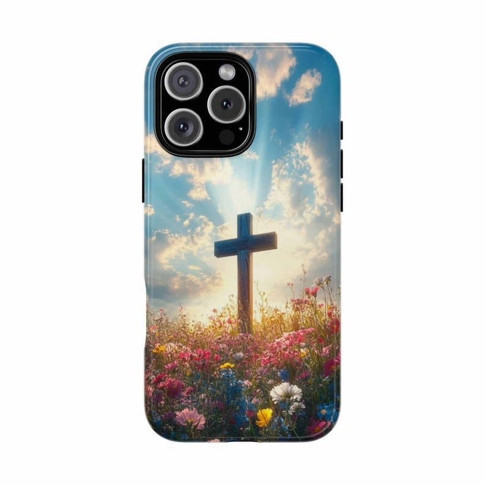 Christian Cross Wildflower Sunrise Religious Artwork Phone Case with ...