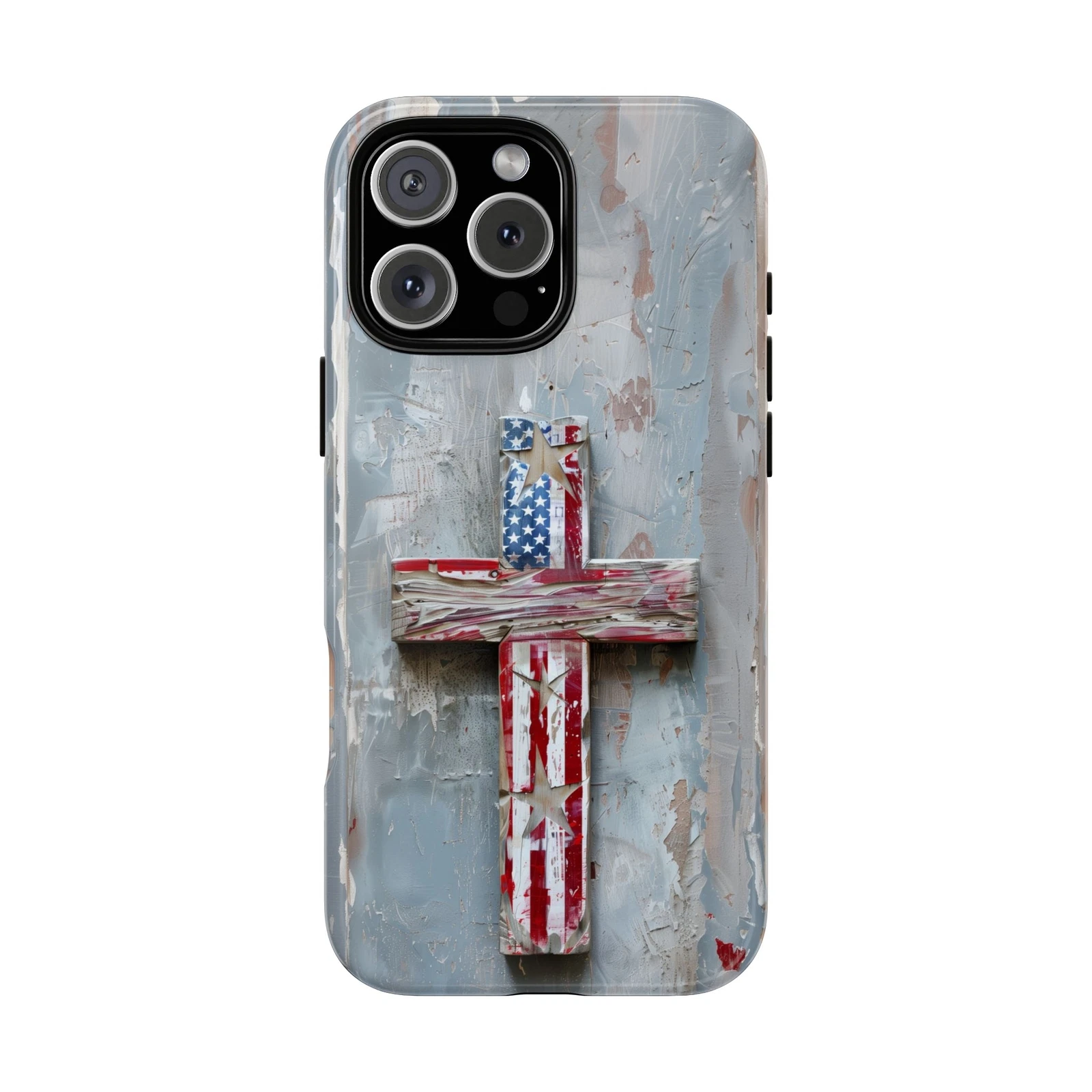 Christian Cross with USA Flag Patriotic Artwork Phone Case for iPhone ...