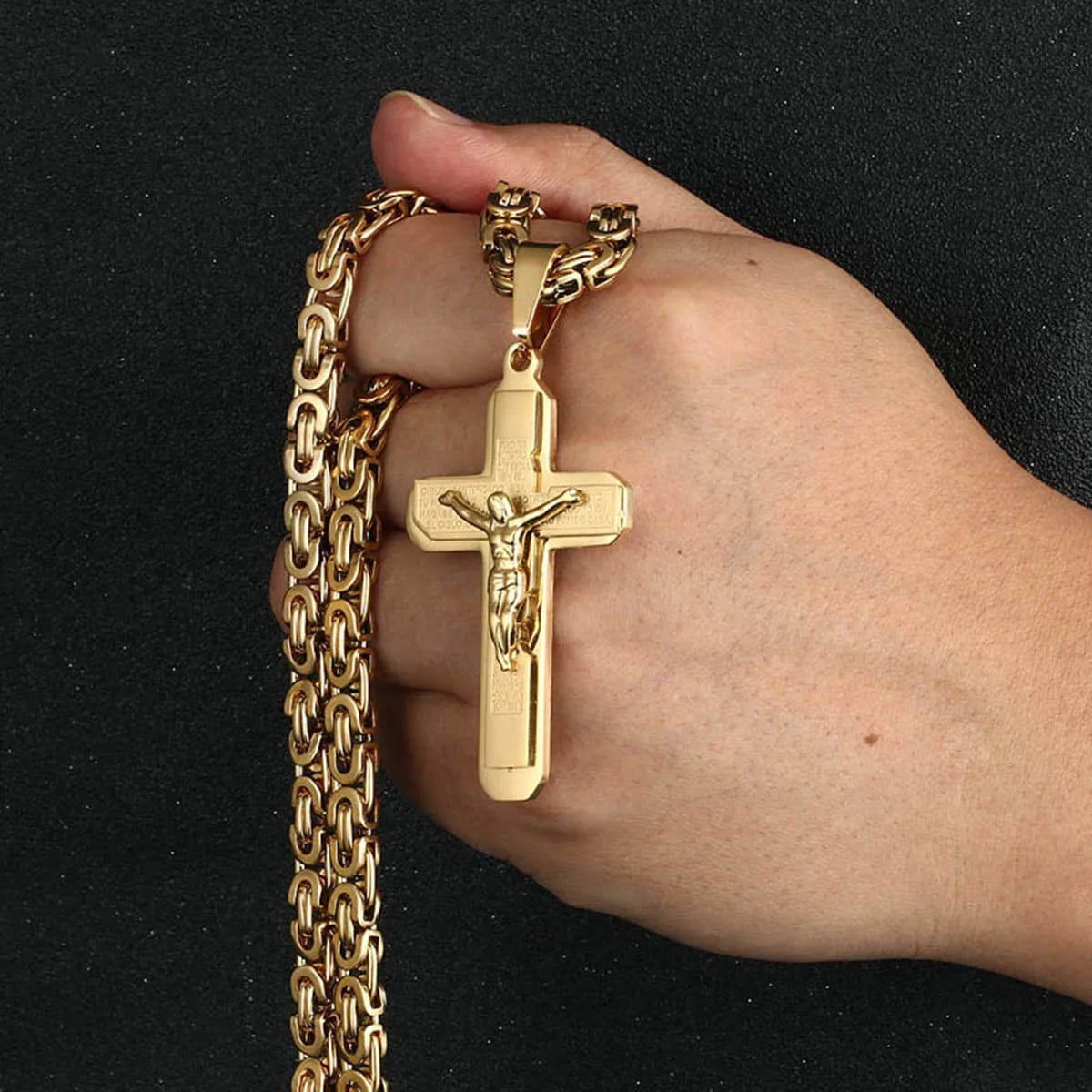 Christian Crucifix Jesus Christ Cross Necklace with Bible 14K Yellow ...