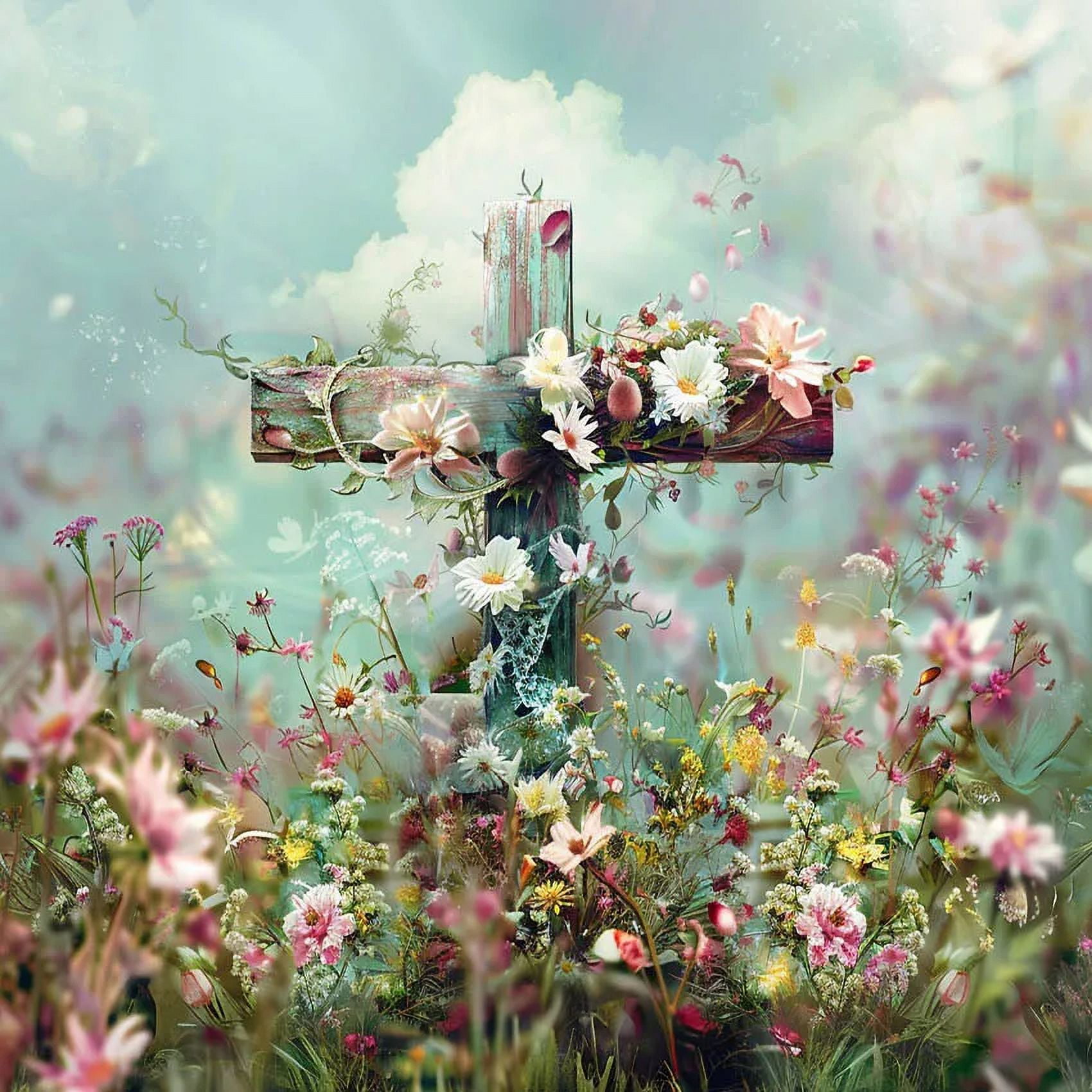 Christian Crucifix Mi Bautizo Baptism Floral Kids Birthday Portrait r ...