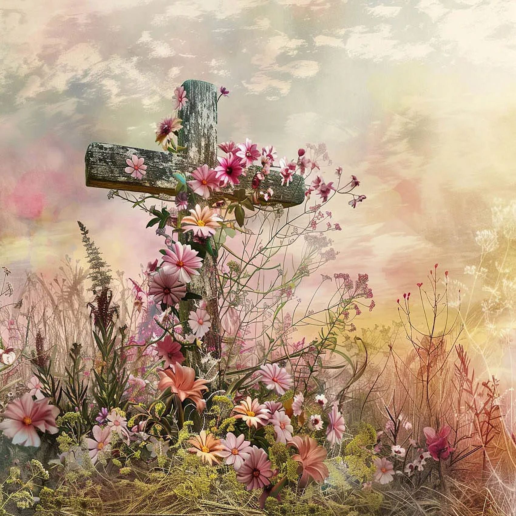 Christian Crucifix Mi Bautizo Baptism Floral Kids Birthday Portrait r ...