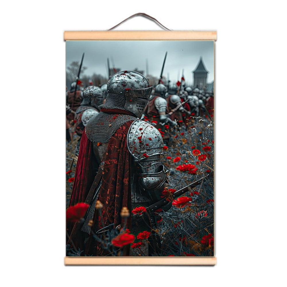 Christian Crusader Tapestry Nordic Wall Art Canvas Pictures Vintage ...
