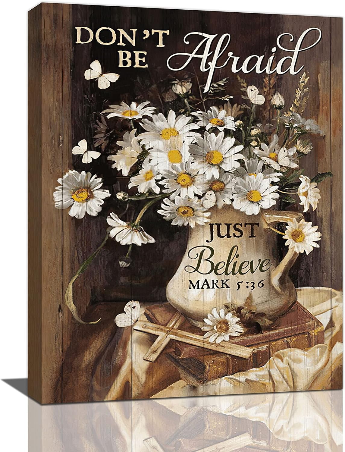 Christian Daisy Decor Wall Art Farmhouse Rustic Daisy Butterfly ...