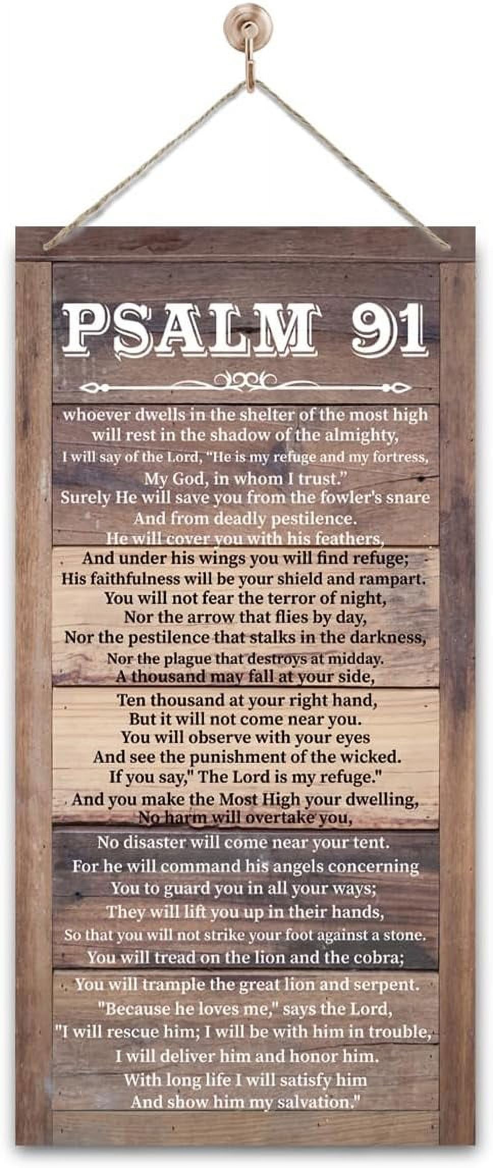 Christian Decor, Bible Verse Psalms 91 Hanging Sign, Decorative Wall ...