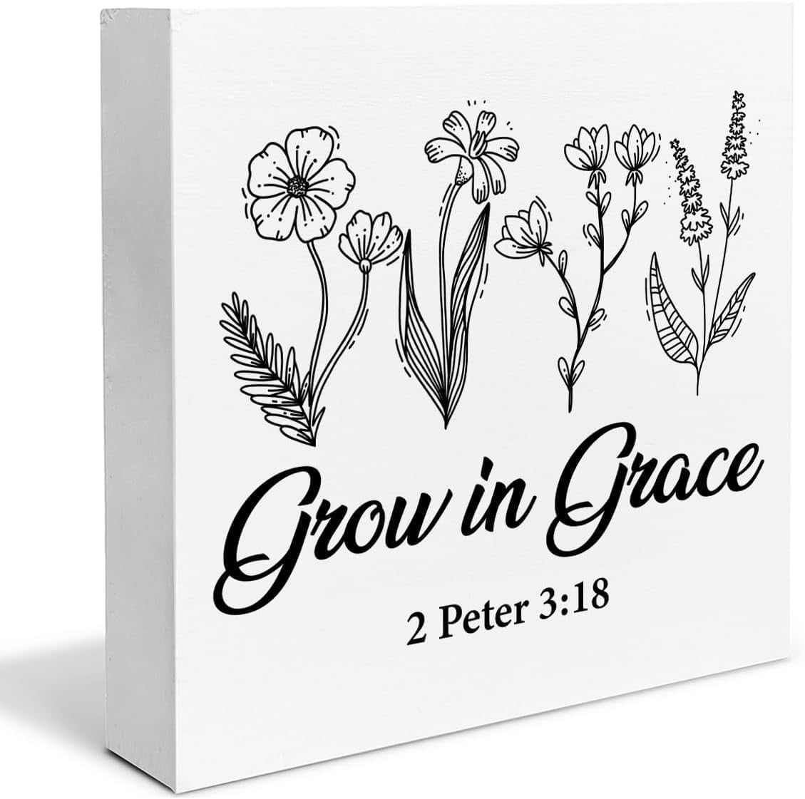 Christian Decor Farmhouse Grow In Grace Bible Verse Wood Box Sign ...