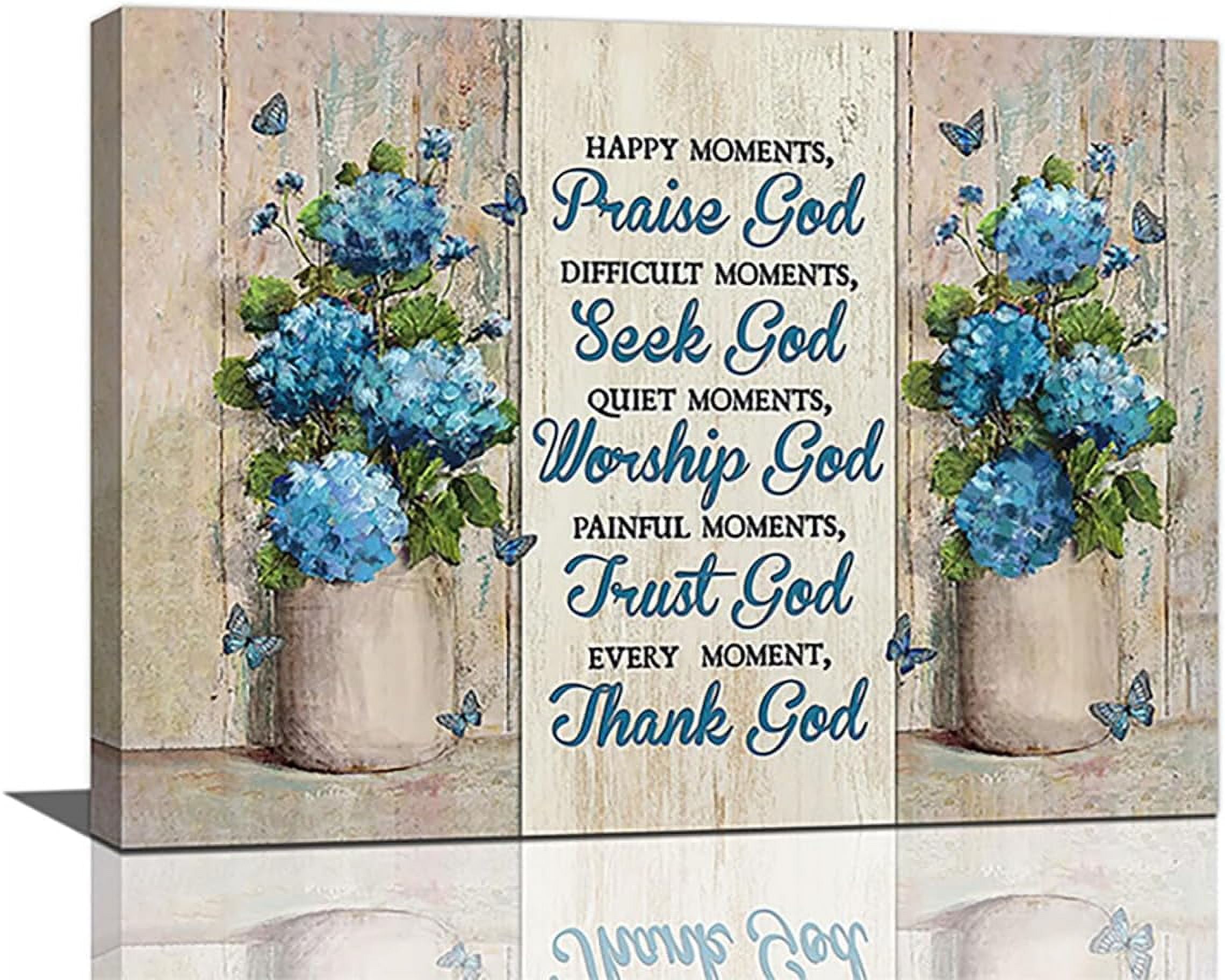 Christian Decor Wall Art Religious Blue Hydrangea Wall Art Farmhouse ...