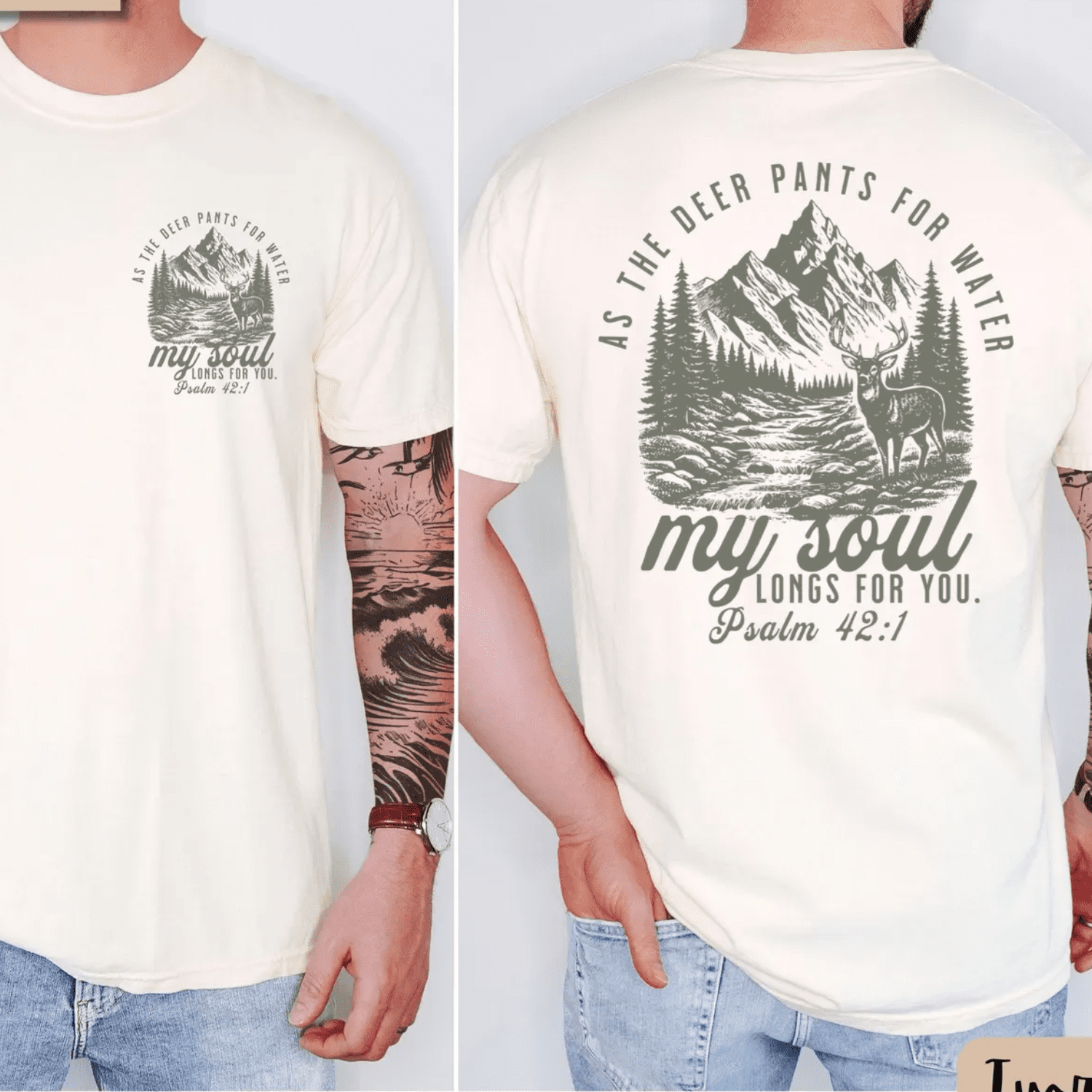 Christian Deer Hunting T Shirt Psalm 42:1 Faith Based Graphic Tee for ...