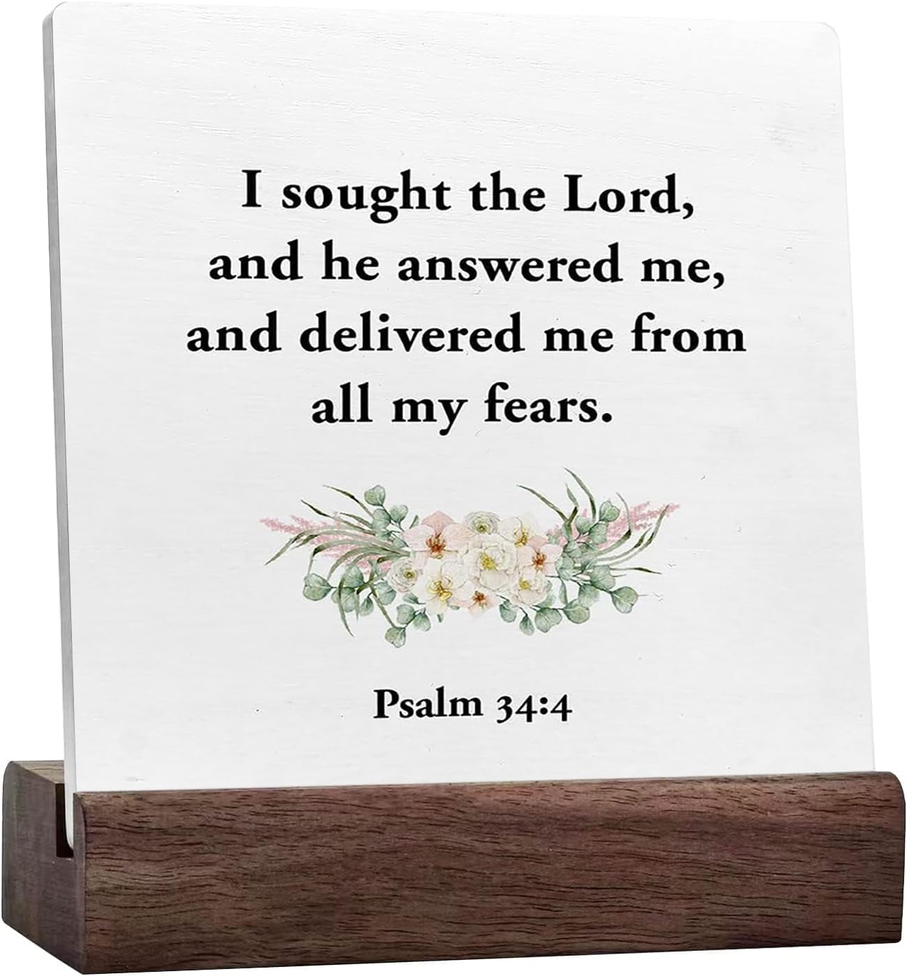 Christian Desk Decor,Bible Scripture Paslm 34:4 I Sought The Lord ...