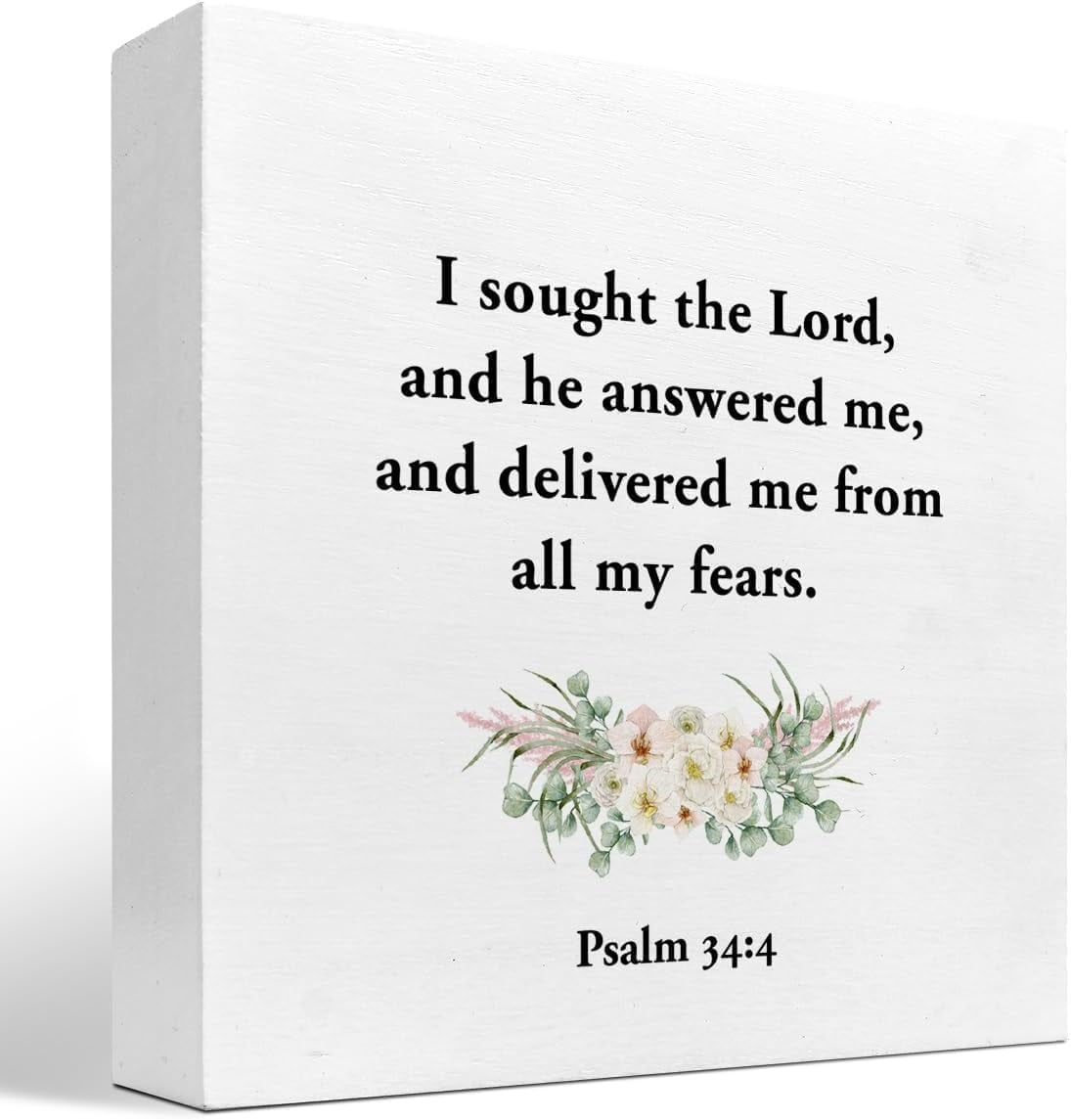 Christian Desk Decor,Bible Scripture Paslm 34:4 I Sought The Lord Wood ...