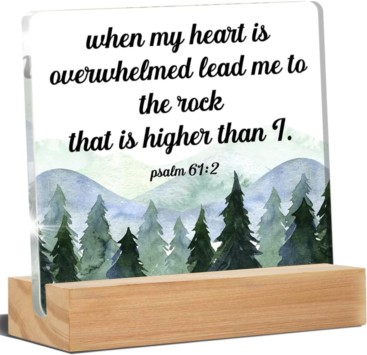 Christian Desk Decor Bible Verse Forest When My Heart Is Overwhelmed ...