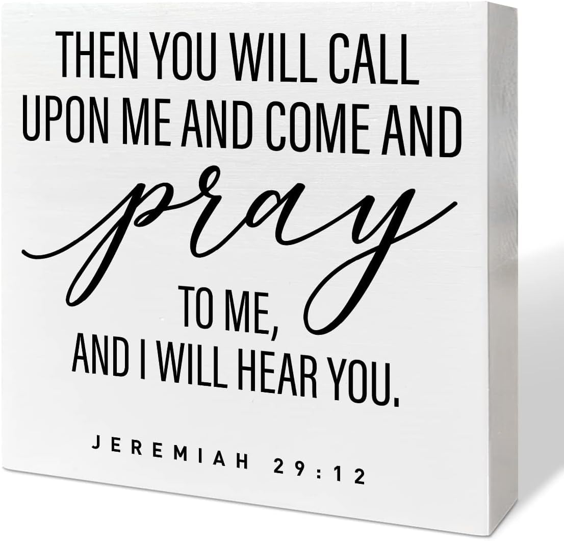 Christian Desk Wooden Box Sign Decor, Then You Will Call upon Me, Home ...