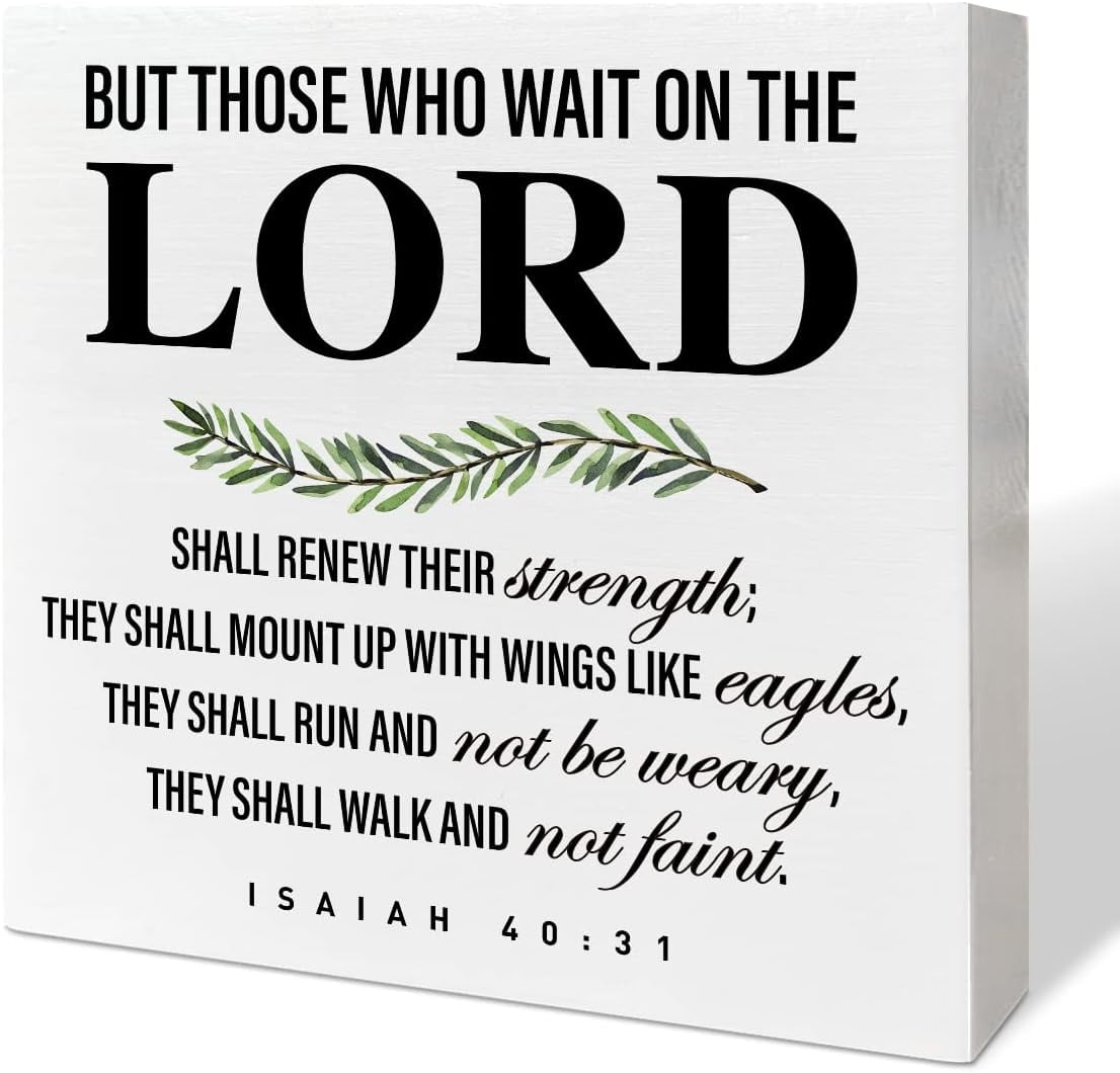 Christian Desk Wooden Box Sign Decor, They Shall Walk and Not Faint ...