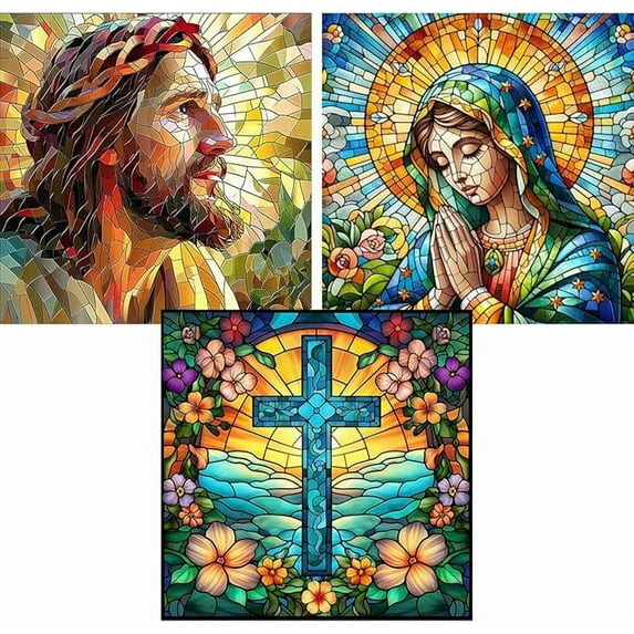Christian Diamond Art Kits for Adults -3pcs, DIY Full Cross Diamond ...