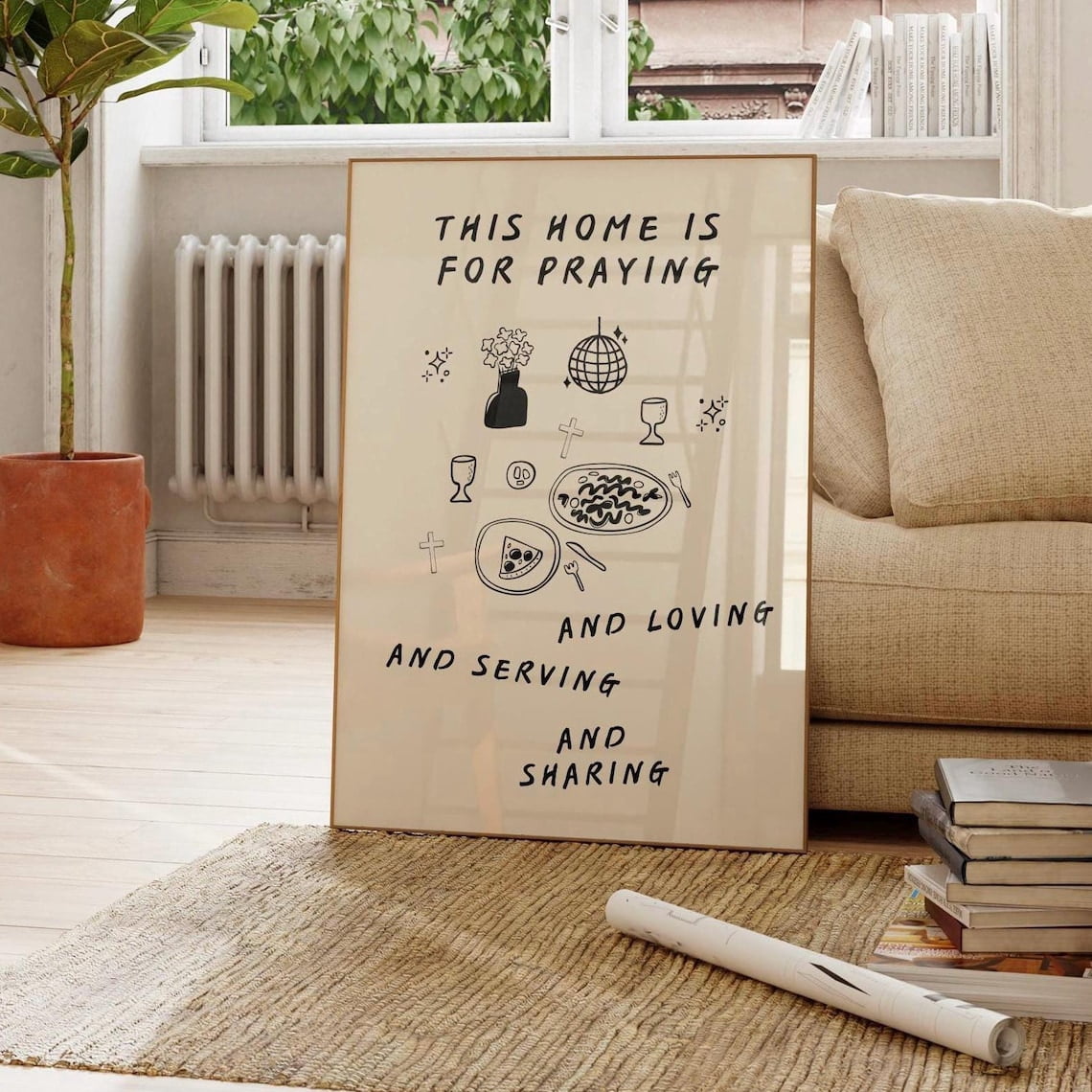 Christian Dining Room Wall Art, Modern Scripture Poster, Unframed Paper ...