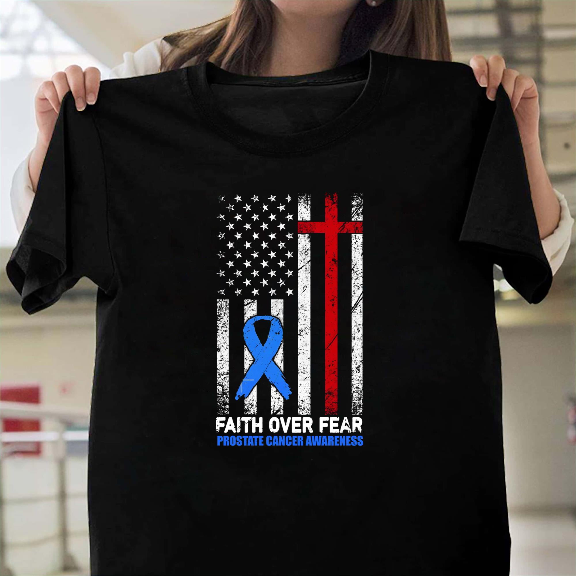 Christian Distressed USA Flag Cross Graphic, Faith Over Fear Gift G0400 ...