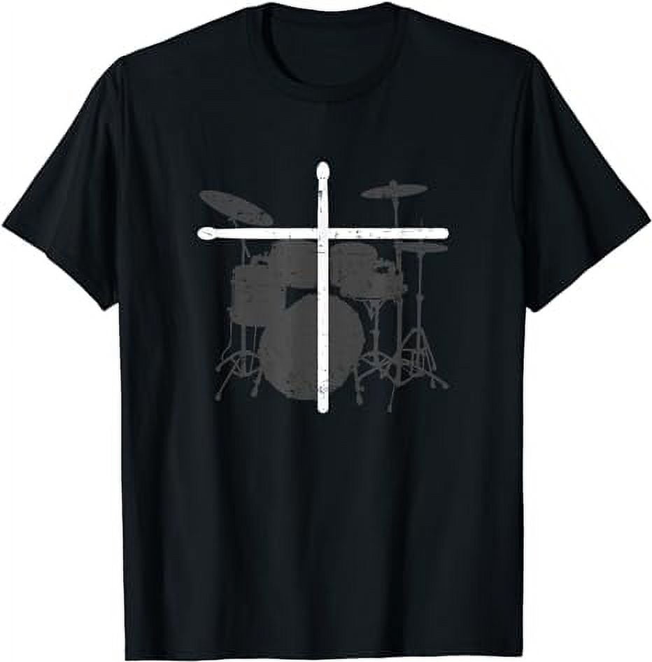 Christian Drummer Jesus Christ Drum Sticks Cross - Worship T-Shirt ...