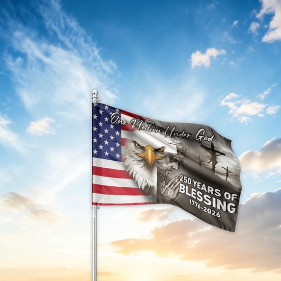 Christian Eagle One Nation Under God Flag 28x40 POLE NOT INCLUDED House ...