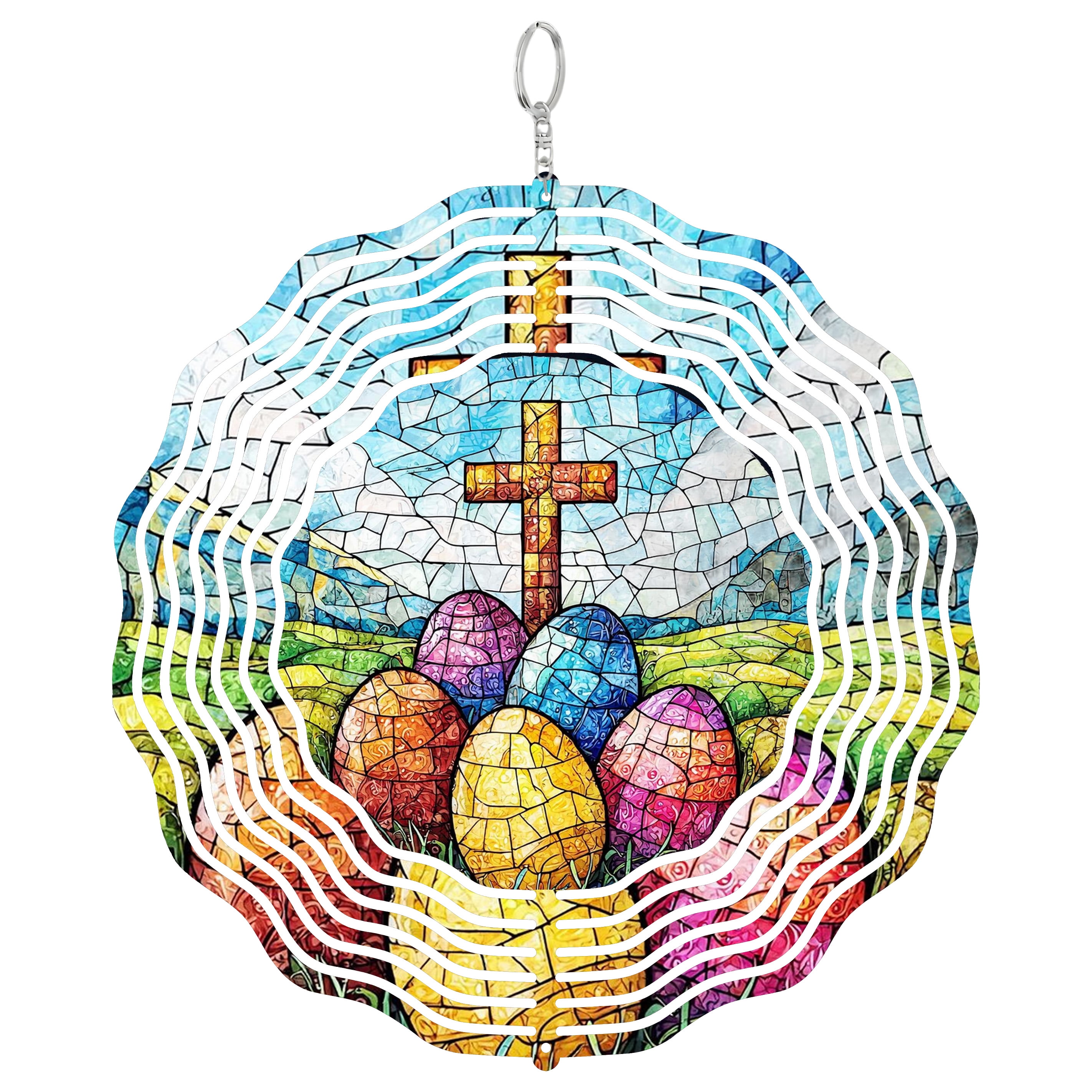 Christian Easter 3D Wind Spinner Kinetic Stainless Steel Cross Eggs ...