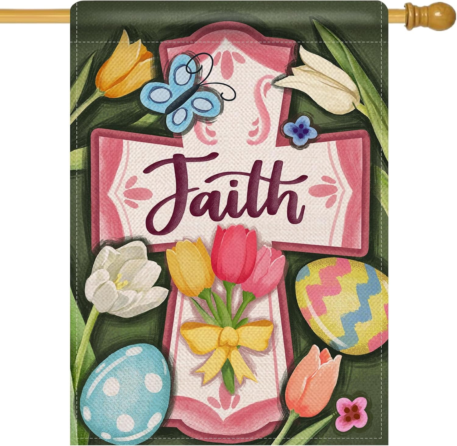 Christian Easter Cross Large Decorative House Flag, Religious Faith ...