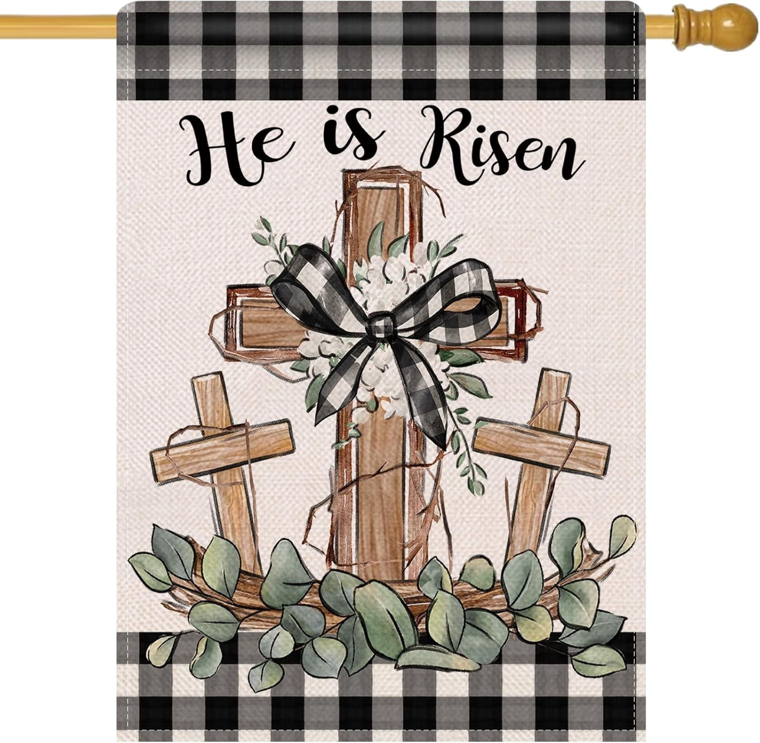 Christian Easter Cross Large Decorative House Flag, Religious He is ...